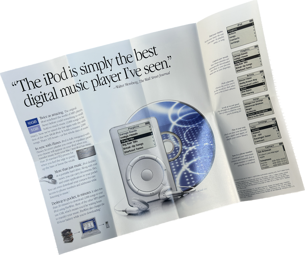 Original Apple iPod Classic 1st ‘Actual Size’ Promotional Pamphlet Bro – Elite Obsolete Electronics