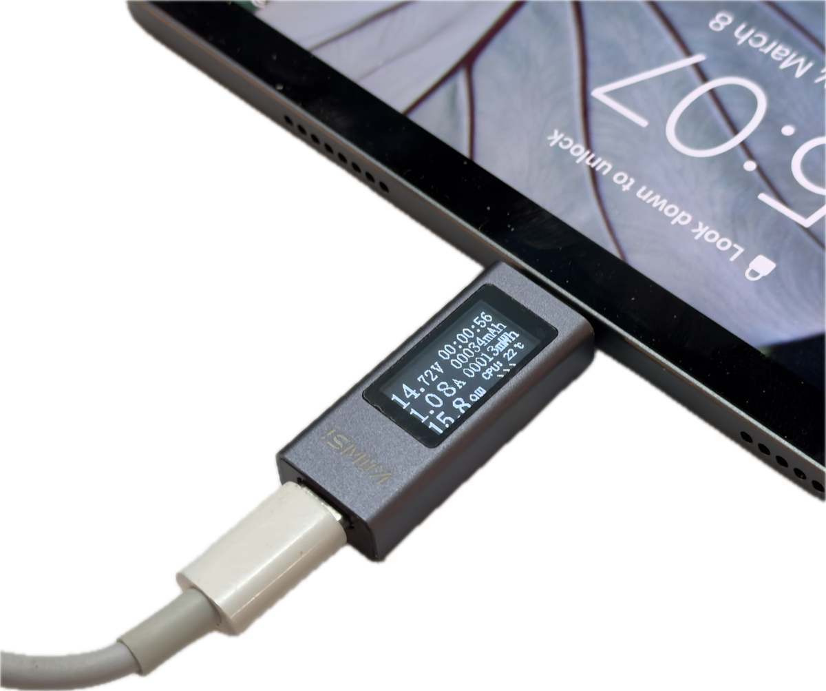 USB Type C LCD Multimeter Voltage Amperage Wattage Monitor Passthrough ...