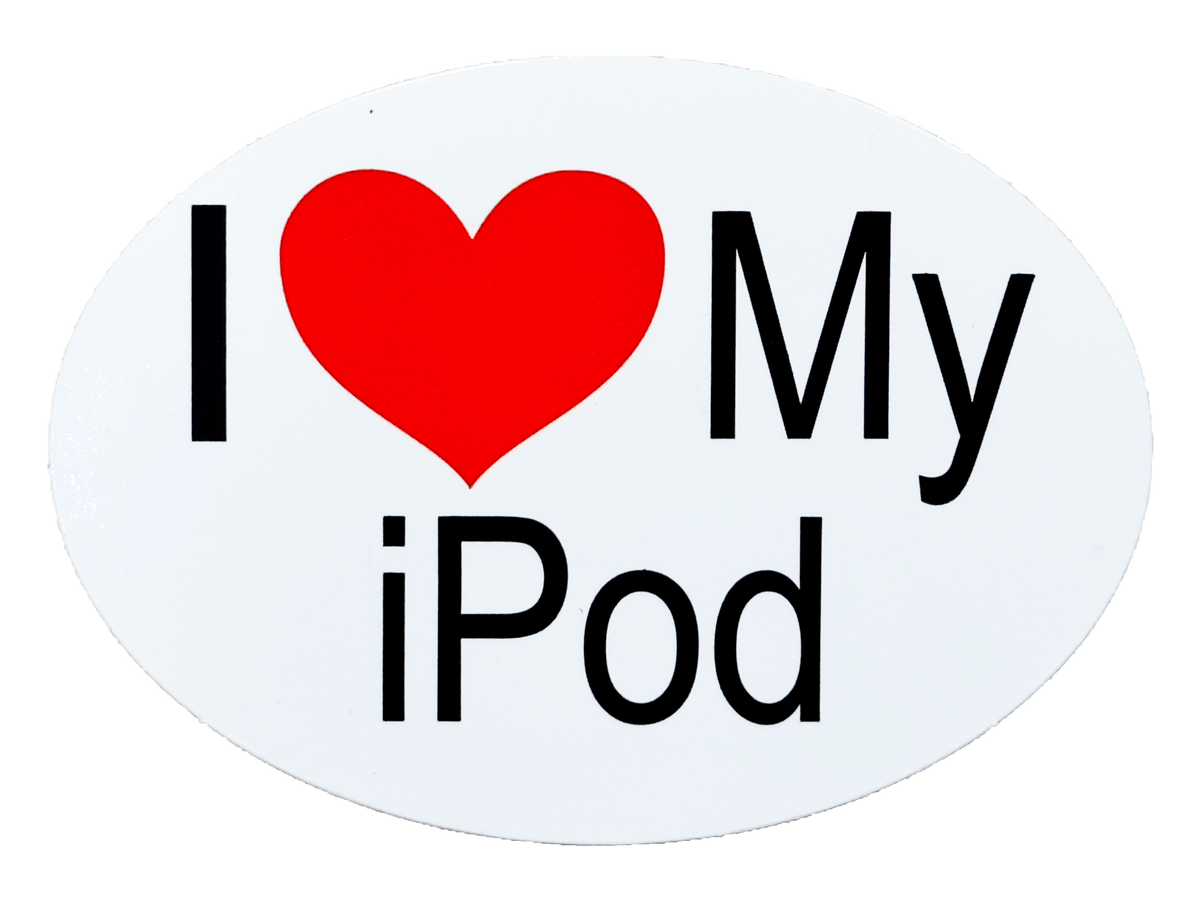 ‘I ️ my iPod’ Heart Love my iPod Oval Decal Sticker (3.5” x 2.5 ...